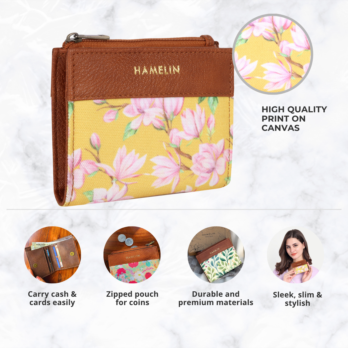 Olivia Bi-Fold Vegan Wallet for Women (Morning Glory) – Hamelin